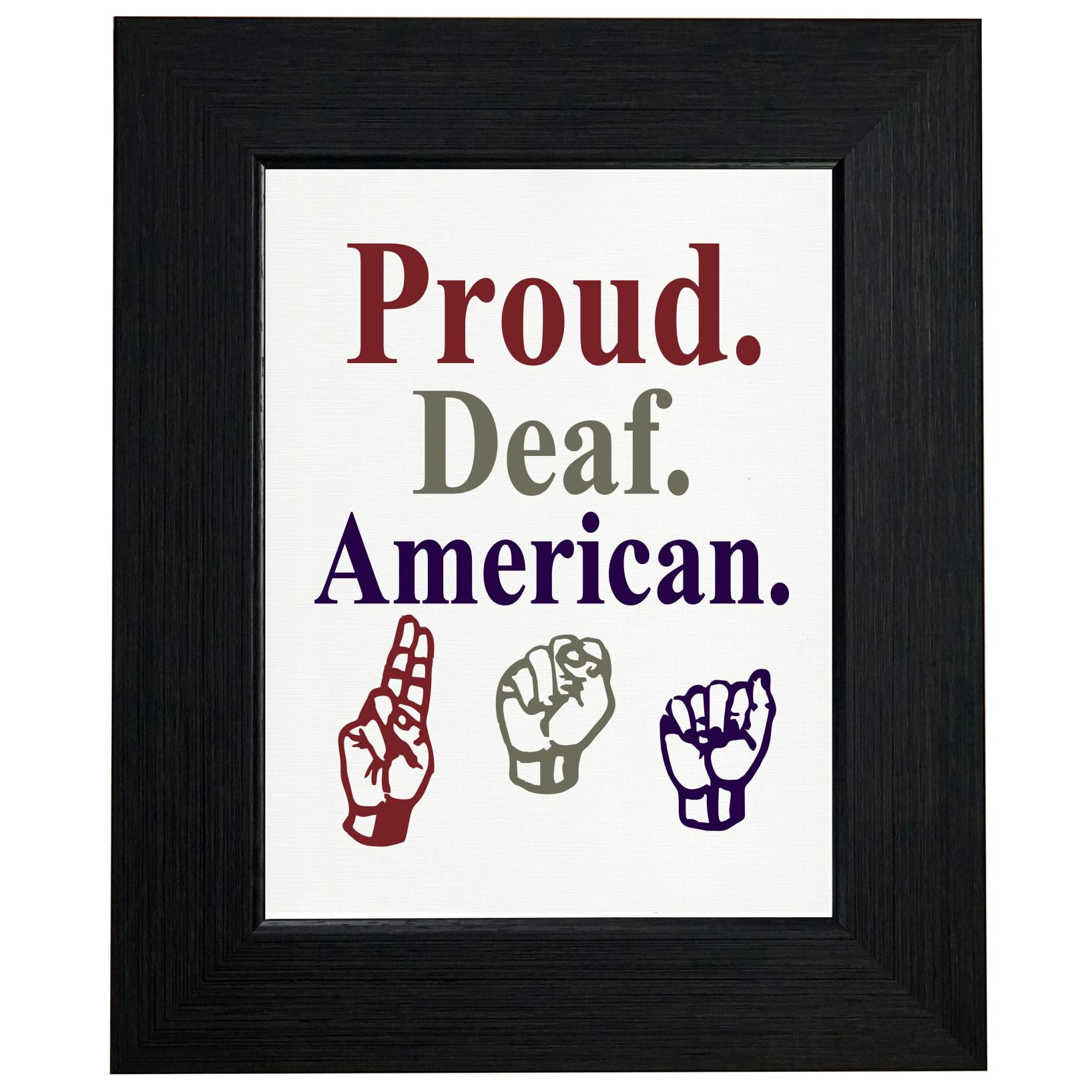 Proud Deaf American - Red White & Blue Sign Language Framed Print ...
