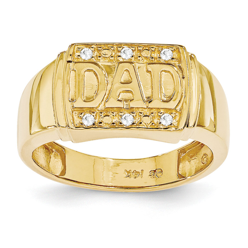 14k Yellow Gold G-H SI2 Quality Diamond men's DAD Ring - Walmart.com