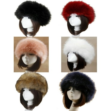 New Thick Fluffy Russian Cap Faux Fur Headband Hat Winter Earwarmer Ski ...