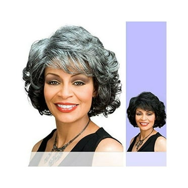 Foxy Silver, Synthetic Full Wig Helena, Medium Curly, 1B Color ...