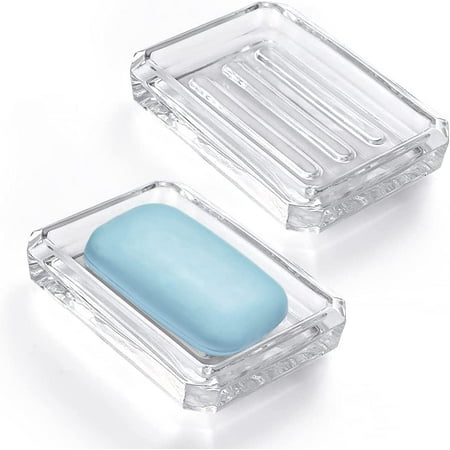 Soap Dish, Glass Soap Holder, Transparent Soap Box for Bathroom and WC ...