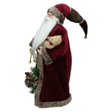 Northlight 24" Burgundy Santa Claus with Teddy Bear Christmas Figure ...