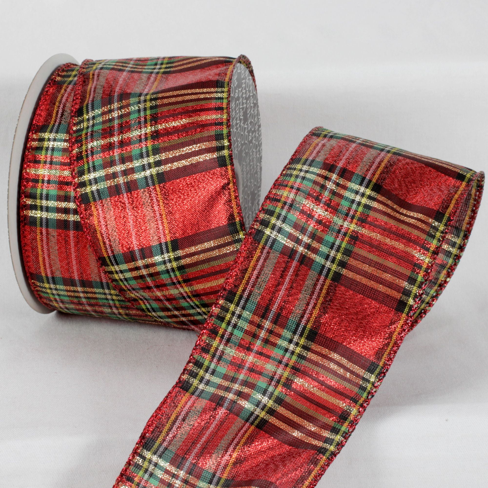 Red and Green Plaid Wired Edge Craft Ribbon 3" x 20 Yards - Walmart.com