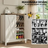 DWVO Farmhouse Shoe Cabinet with Barn Doors, 5-Tier Wood Shoe Storage ...