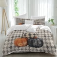4 Piece Duvet Cover Set Cal king, Thanksgiving Black White Plaid ...