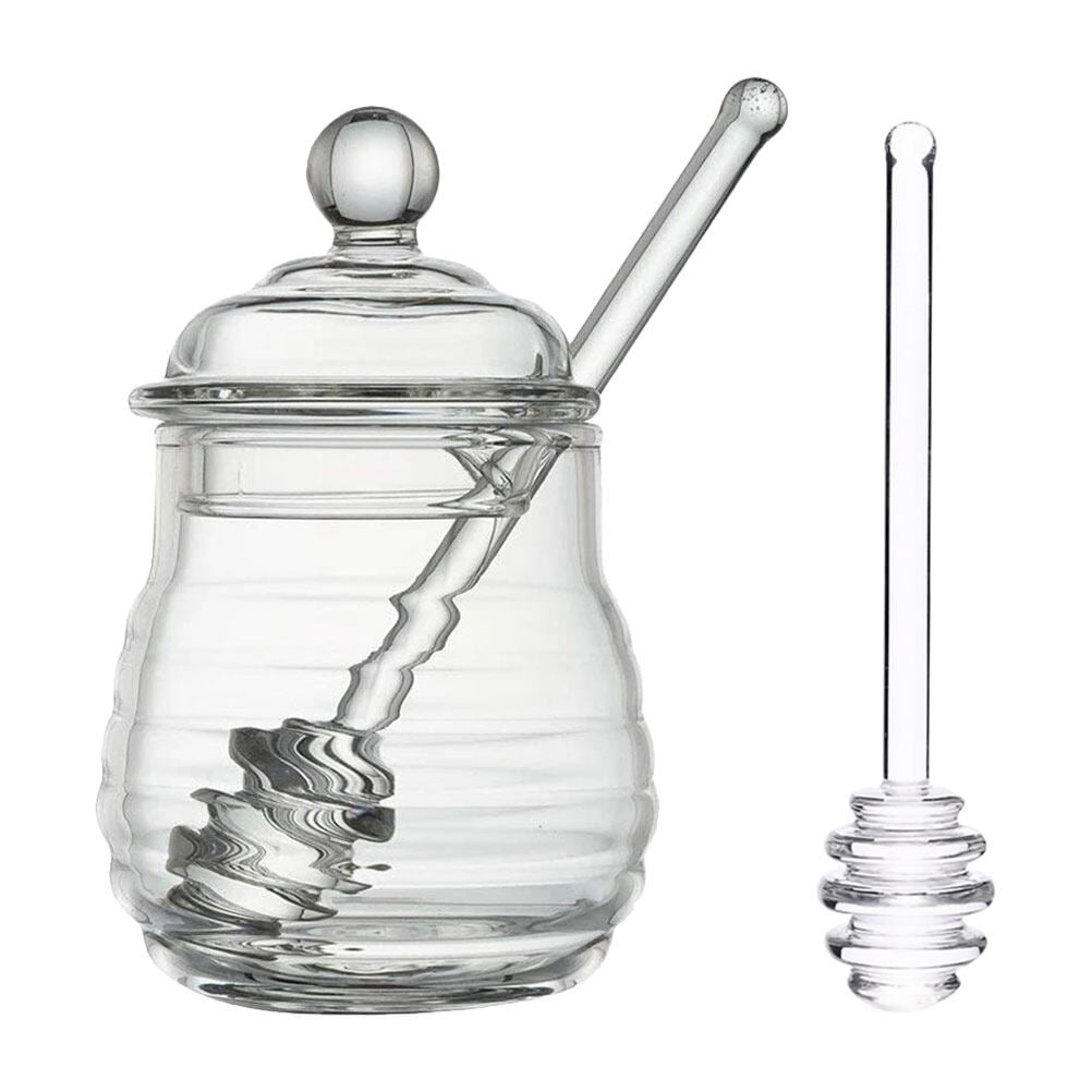Honey Pot Jar Clear Bottles Dipper Jars Jam Beehive Bottle Storage ...