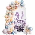 7.2FT Arch Backdrop Covers, Purple Flowers Wedding Arch Cover Stretchy ...