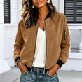 Zpzdpjkx Women's Faux Suede Bomber Jacket Fashion Ribbed Trim Snap ...