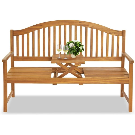 vidaXL Patio Bench Outdoor Garden Bench with Cushions 2-in-1 Solid Wood ...