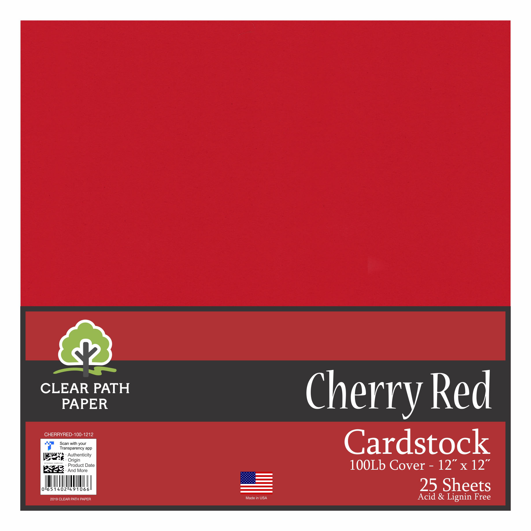 Cherry Red Cardstock - 12 x 12 inch - 100Lb Cover - 25 Sheets - Clear ...