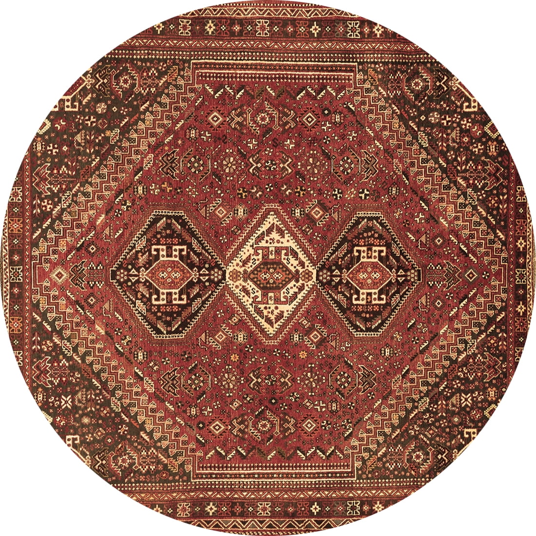 Ahgly Company Indoor Round Persian Brown Traditional Area Rugs, 8 ...