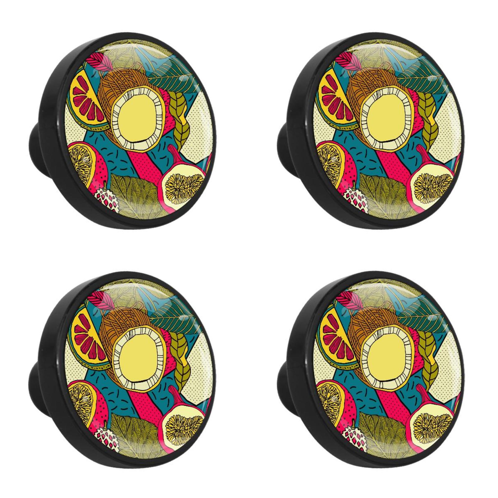 4 Pcs Tropical flowers and fruits Knobs for Kitchen Cabinet Cupboard ...