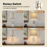 PARTPHONER 28" Tall Bedside Lamp with Nightlight, Table Lamps Set of 2 ...