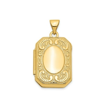14k Yellow Gold Polished Holds 2 photos Oval Heavy Weight Locket ...