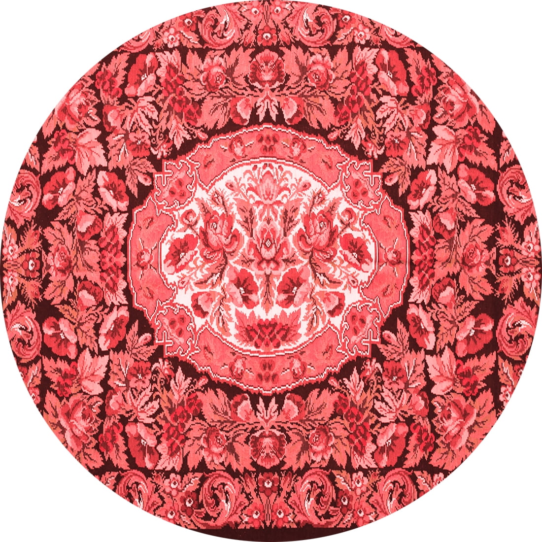 Ahgly Company Indoor Round Medallion Red French Area Rugs, 7' Round ...