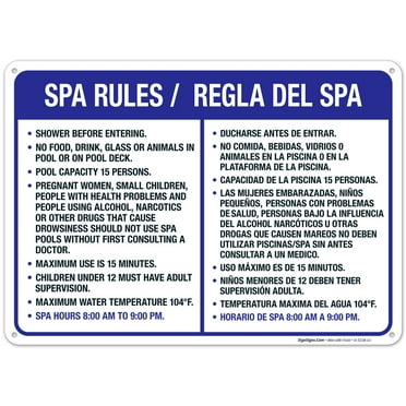 Pool Rules Sign Bilingual, English Spanish, - Walmart.com