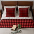 Bed Runner for Queen Size Bed, Black Red Plaid 3 Pcs Bedding Runner Set ...