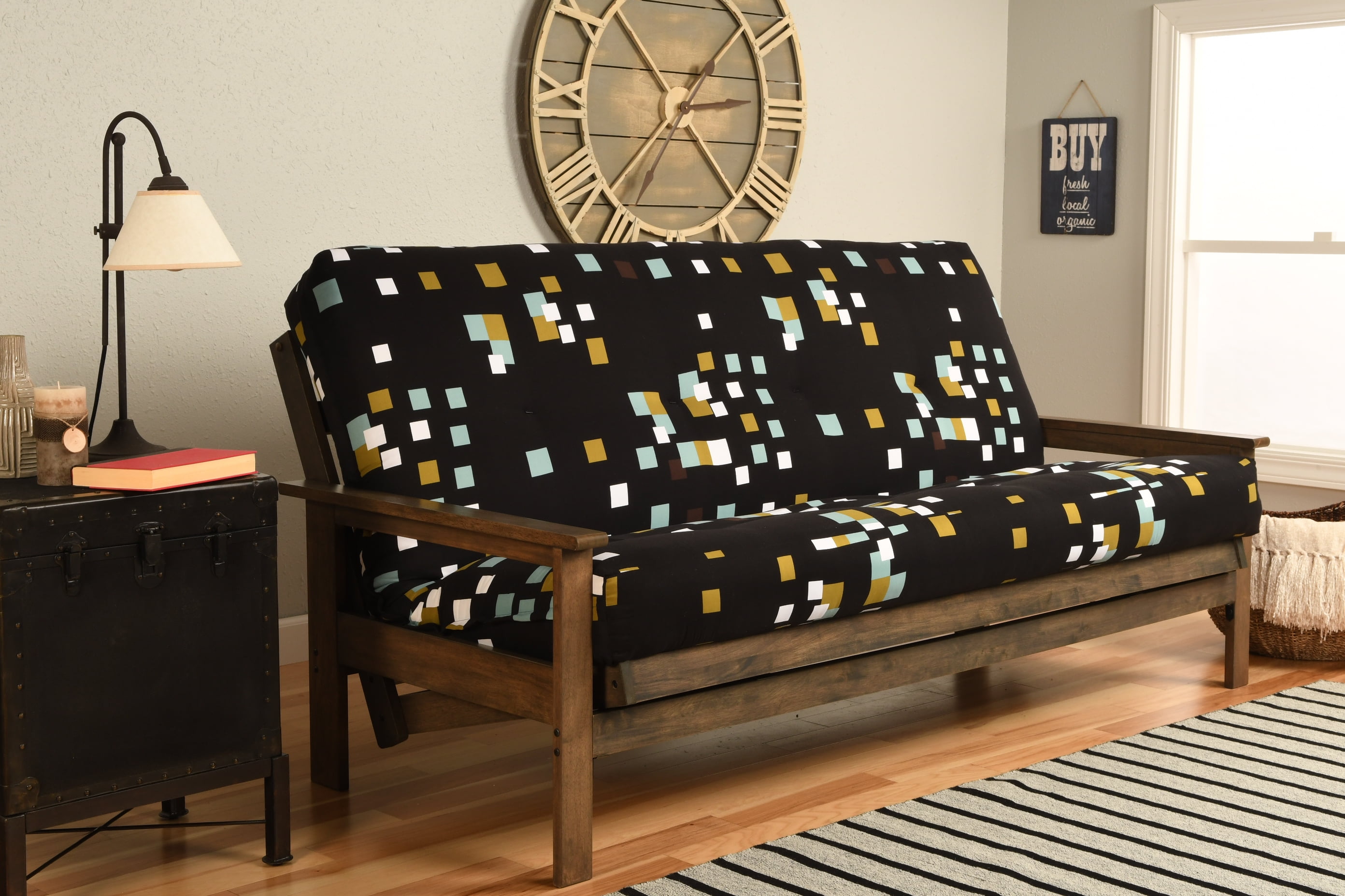 Albany Futon in Rustic Walnut Finish, Multiple Colors - Walmart.com