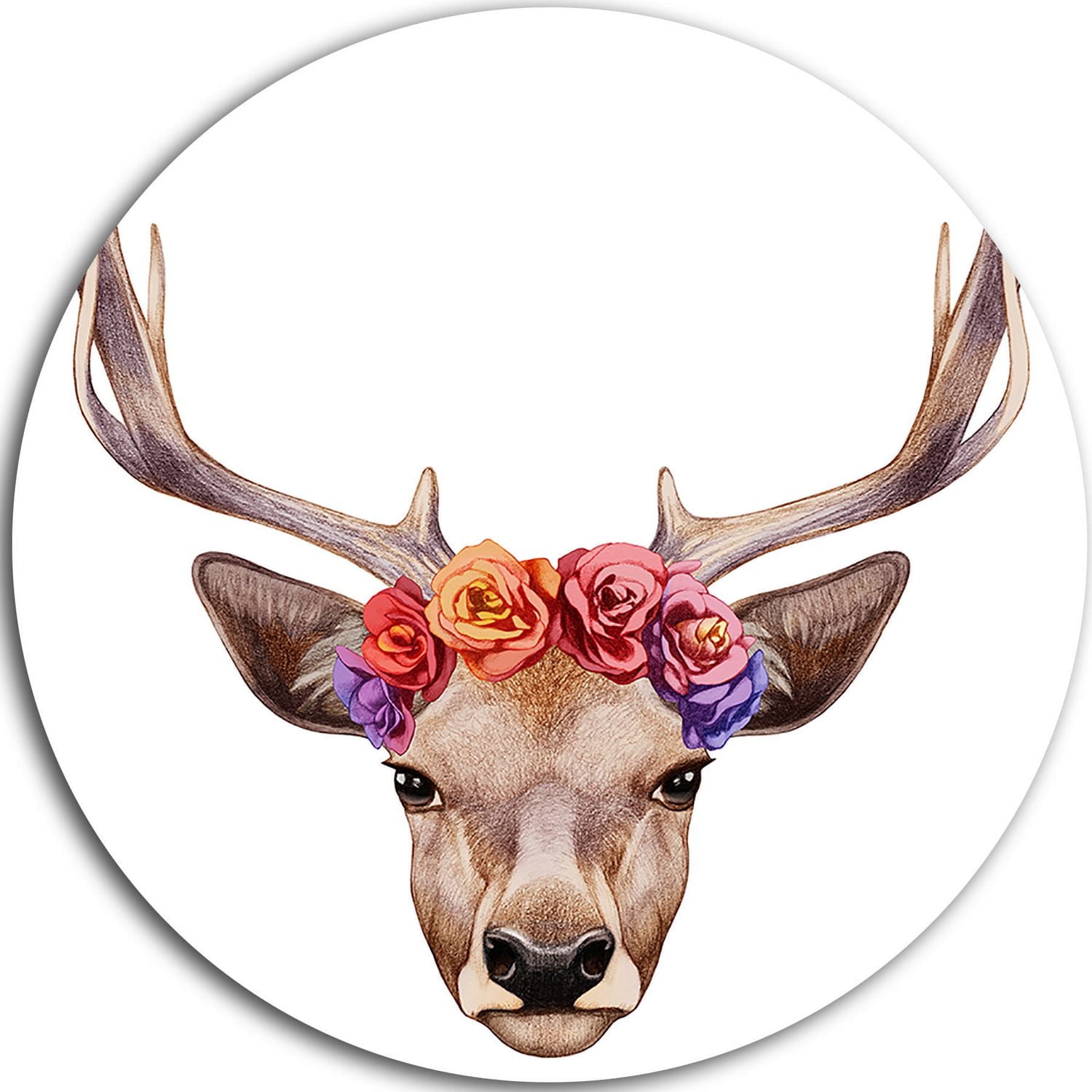 Click here for Designart Design Art Deer Portrait With Floral Hea... prices