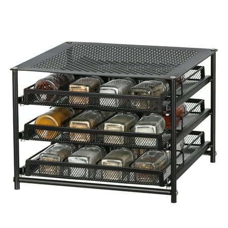 3-Tier Kitchen Pantry Cabinet Spice Bottle Organizer Spice Rack Drawer ...