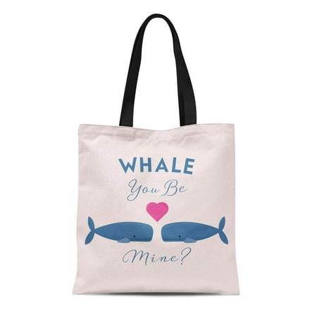 POGLIP Canvas Bag Resuable Tote Grocery Shopping Bags Two Cute Whales ...