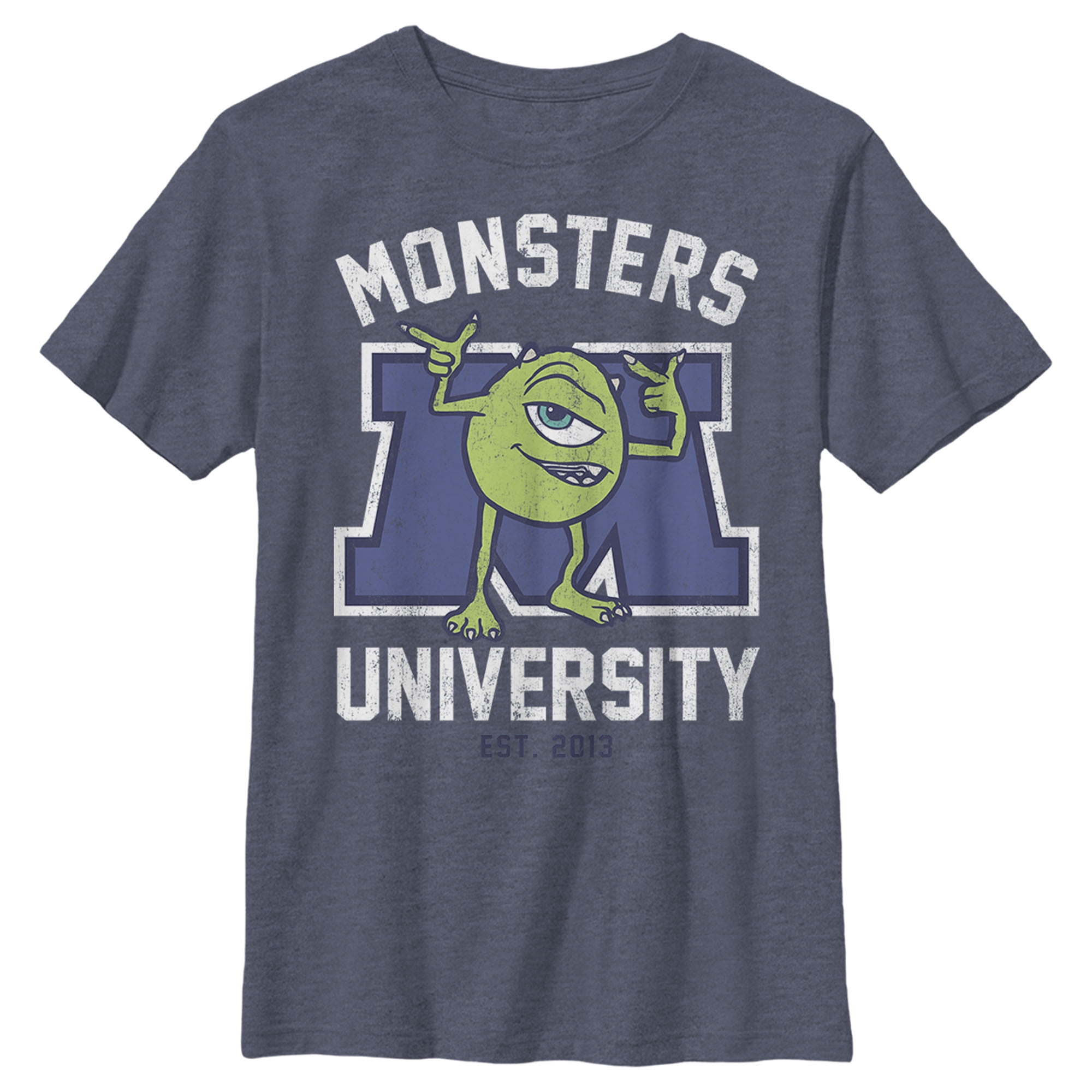 Boy's Monsters Inc Cartoon Mike Graphic Tee Navy Blue Heather Small ...