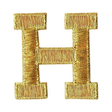 Alphabet Letter - W - Color Gold - 2" Block Style - Iron On Embroidered ...
