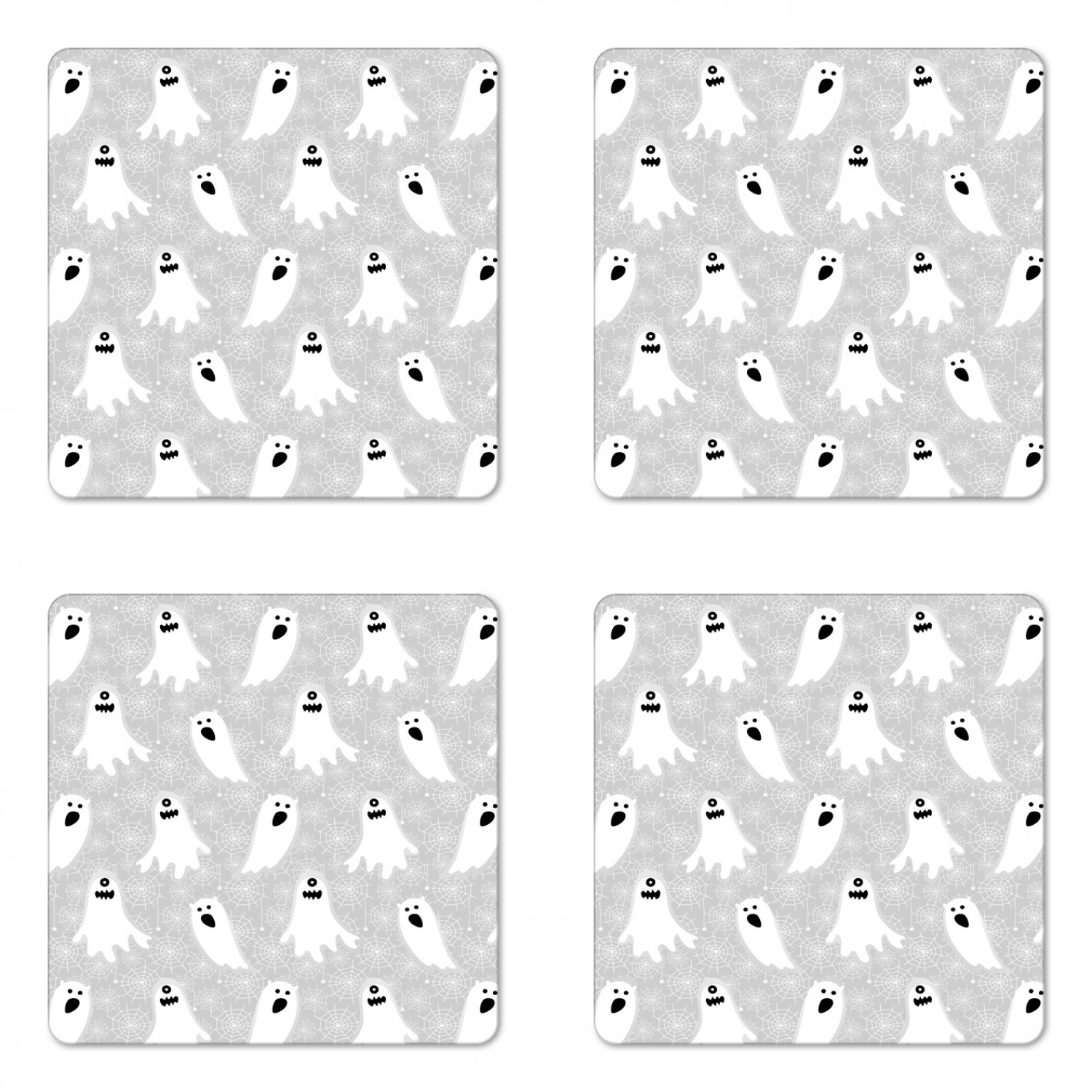 Halloween Coaster Set of 4, Horror Phantom Boo Fiend Themed Multitude ...