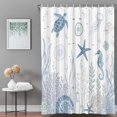 Bathroom Shower Curtain Blue Sea Turtle Starfish Cora Shell Waterproof ...