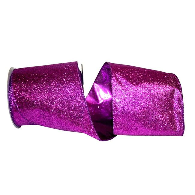 4 in. Glitter Metallic Lame Wired Edge Ribbon, Purple - 10 Yards ...