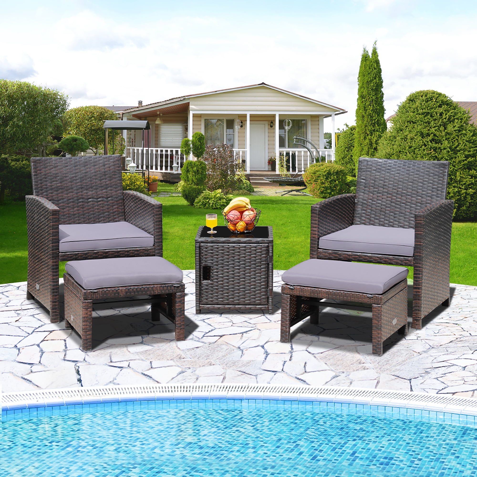 Click here for Costway 5pcs Patio Rattan Furniture Set Chair Otto... prices