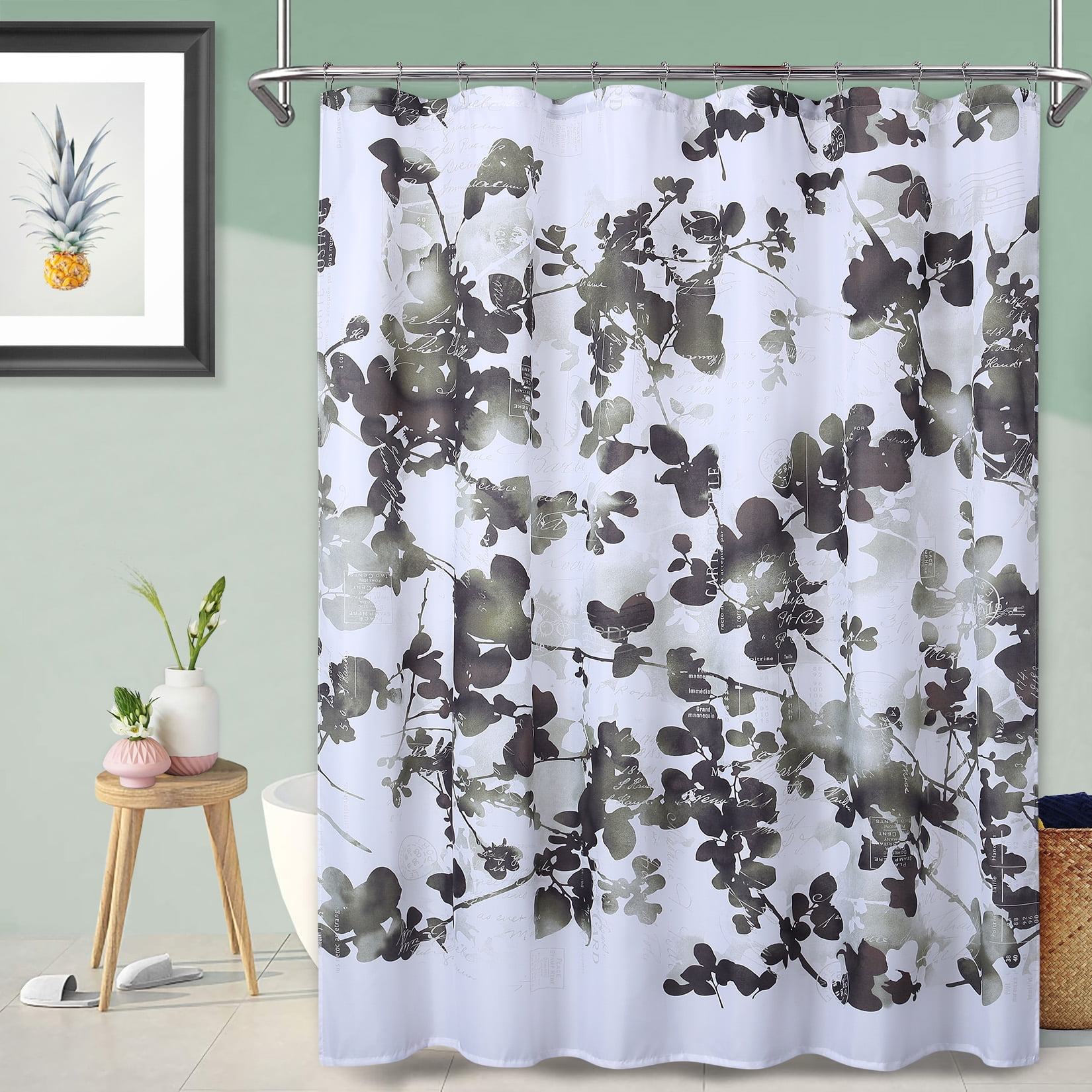 Haperlare Blackish Green Shower Curtain Abstract Style Decorative Bath Fabric Curtains