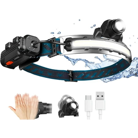 LED Head Torch USB Rechargeable Headlamp, Super Bright 1000 Lumens COB ...