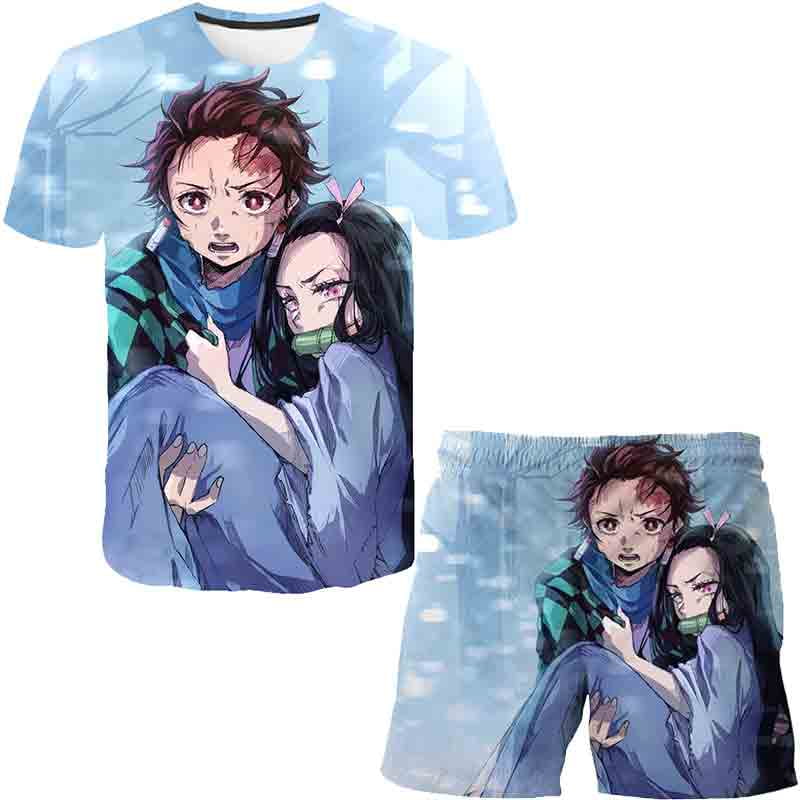 Demon Slayer Trajes Ropa Niños Dibujos animados Casual Mangas cortas ...
