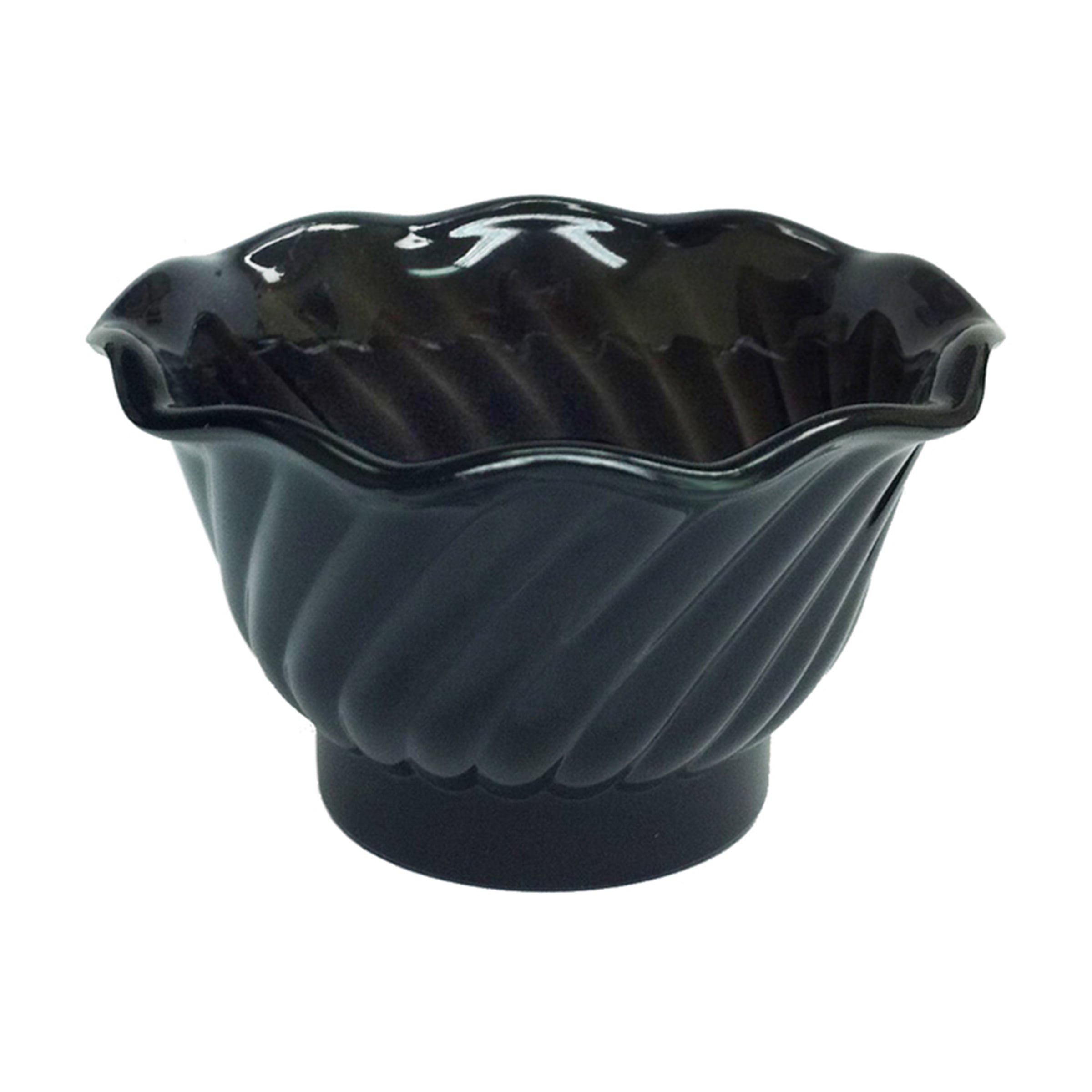 Excellante 5 oz plastic swirl dessert dish, black, comes in dozen ...