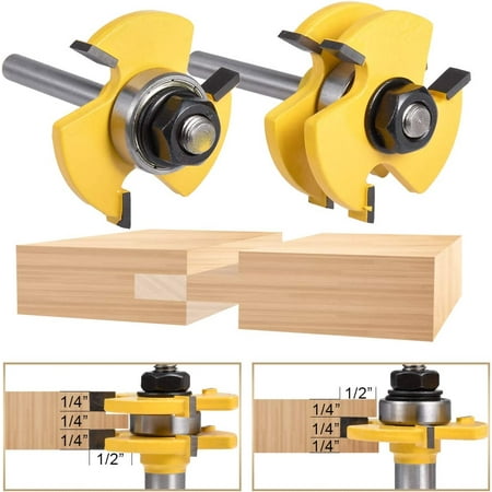 3 Flute T-Shaped Tongue and Groove Cutter Sets Woodworking Cutter Tool ...