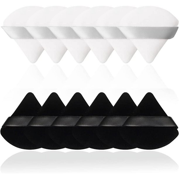 12 Pieces Makeup Puff, Cotton Puffs Face Dry Wet Use Triangle Loose ...