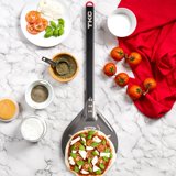 TKC 8 inch Perforated Pizza Peel - Aluminum Turning Peel for All Pizza Ovens - 24" Length Black ...