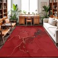 3x5 Washable Area Rugs,Natural Red Marble Stone Gold Stripe Non-Slip ...