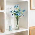 Blue Artificial Flower 7 Fork Spring Grass Pansy Bouquet Faux Plants ...