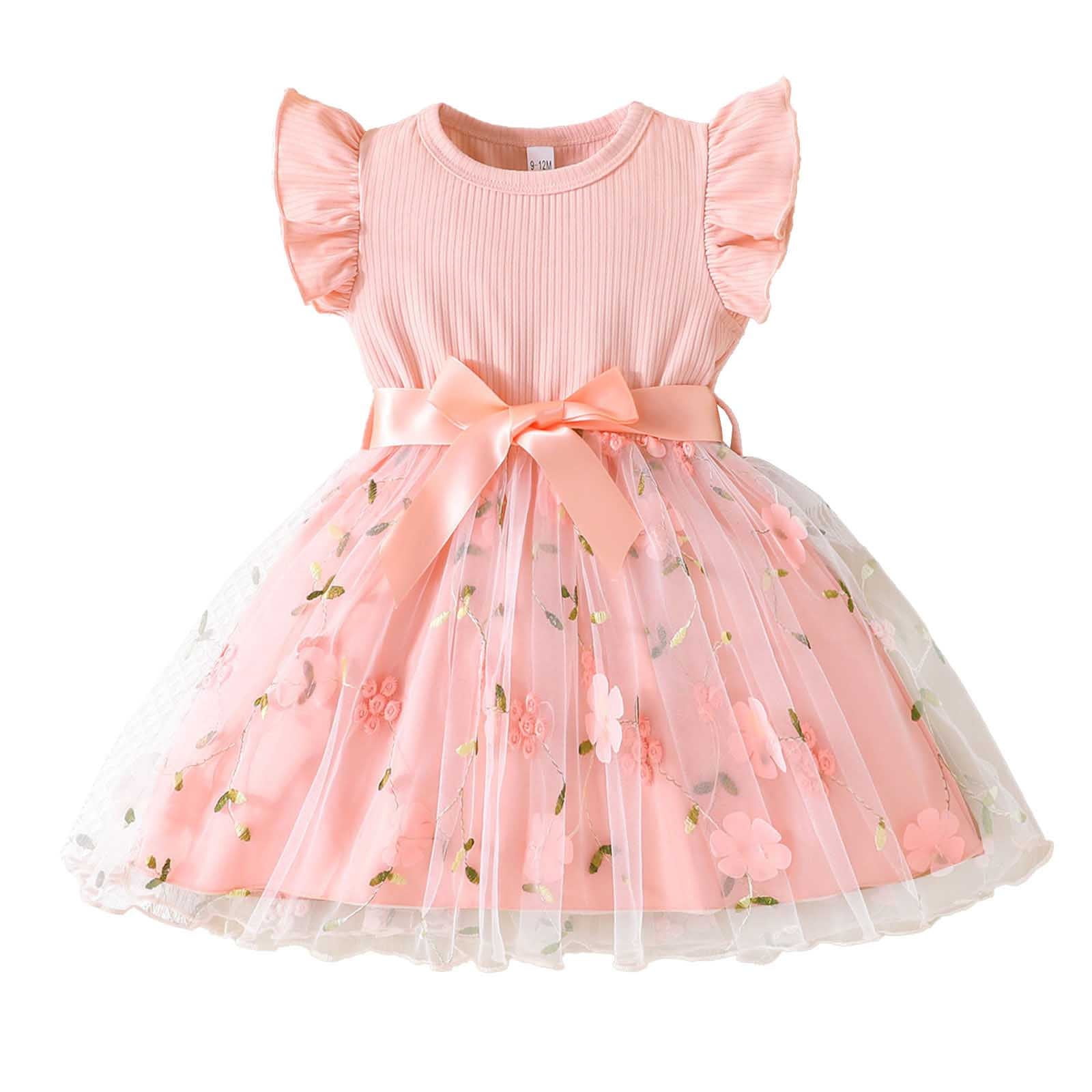 Asdfzx Girl Dresses Ruffle Sleeveless Girls Tulle Dress Girls Summer Dresses Birthday Party Dresses Baby Girl Dresses 9-12 Months Girls Fashion