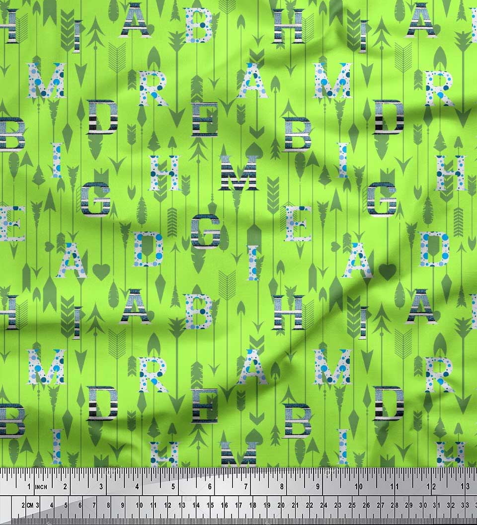 Soimoi Cotton Voile Fabric Dot,Arrow & Alphabets Text Print Fabric by ...