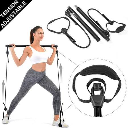 Pilates Bar, Portable Pilates Bar Kit with Adjustable Resistance Band ...