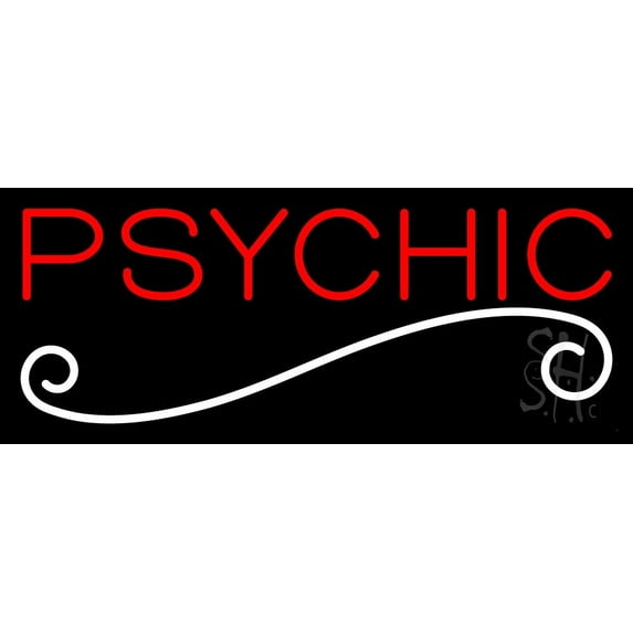 Red Psychic White Line LED Neon Sign 13" Tall x 32" Wide - inches Black ...