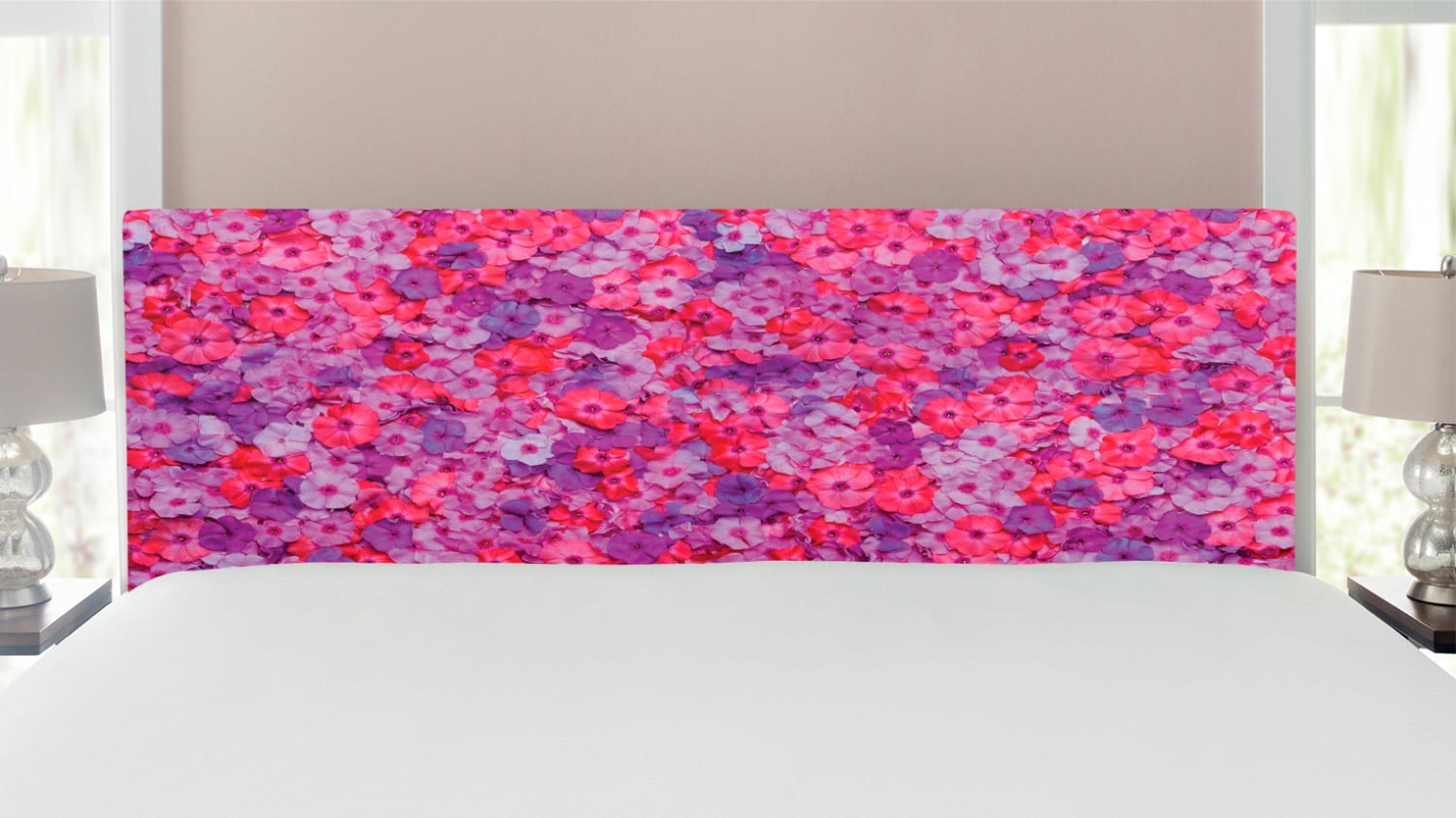 Flower Headboard, Flowers Pattern Garden Plants Flowering Aromatic ...