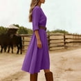 Ailaofu Women's Spring Summer Solid Color Dress, Fashionable Round Neck ...