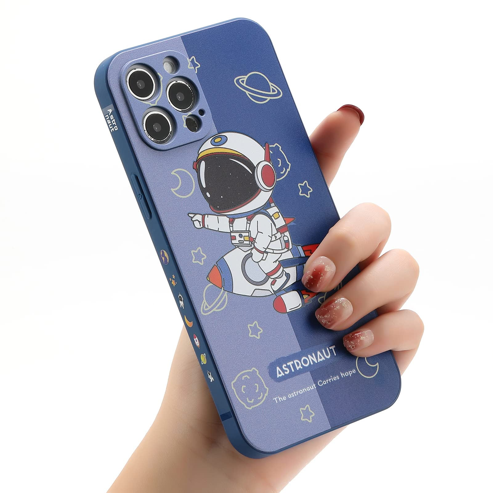for iPhone 13 Pro Cute Case, Cartoon Cool Astronaut Space Rocket Moon ...