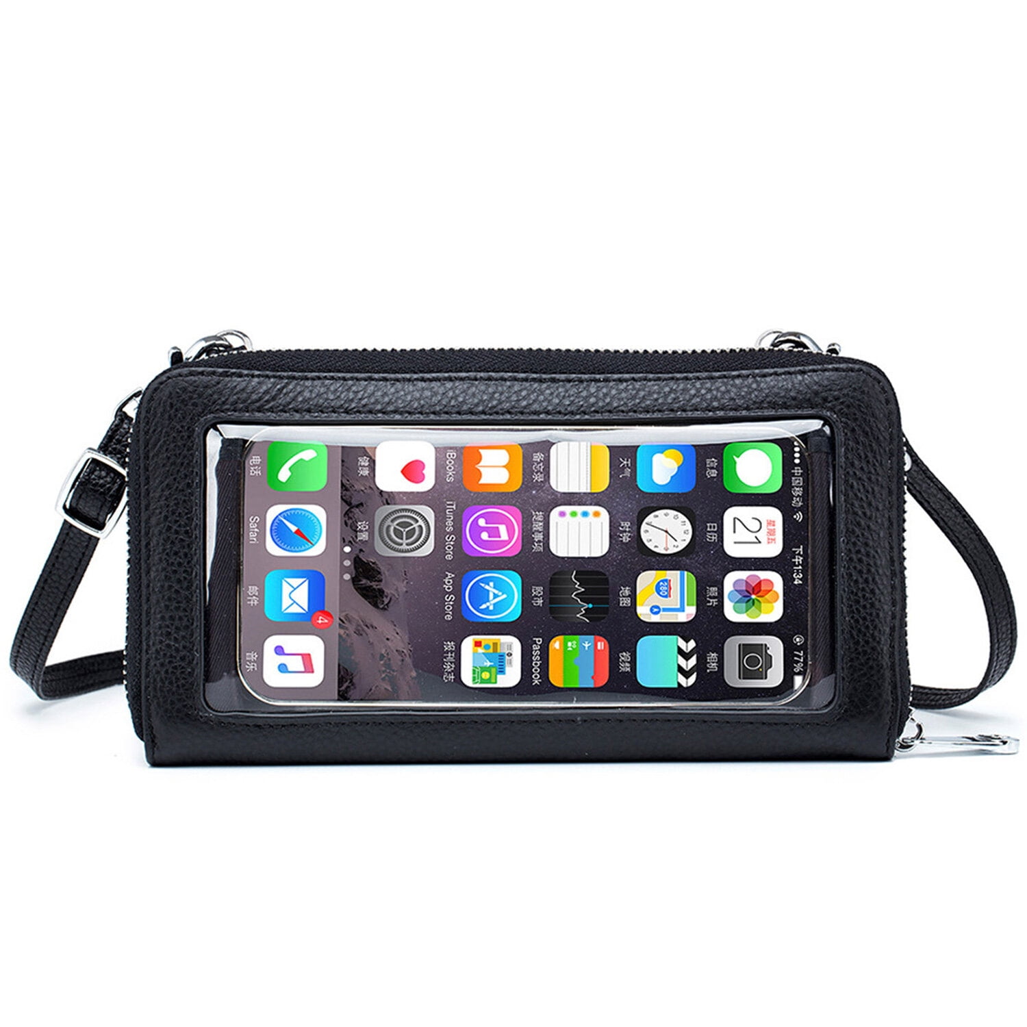 Genuine Leather Small Crossbody Cell Phone Purse for Women,Clear ...