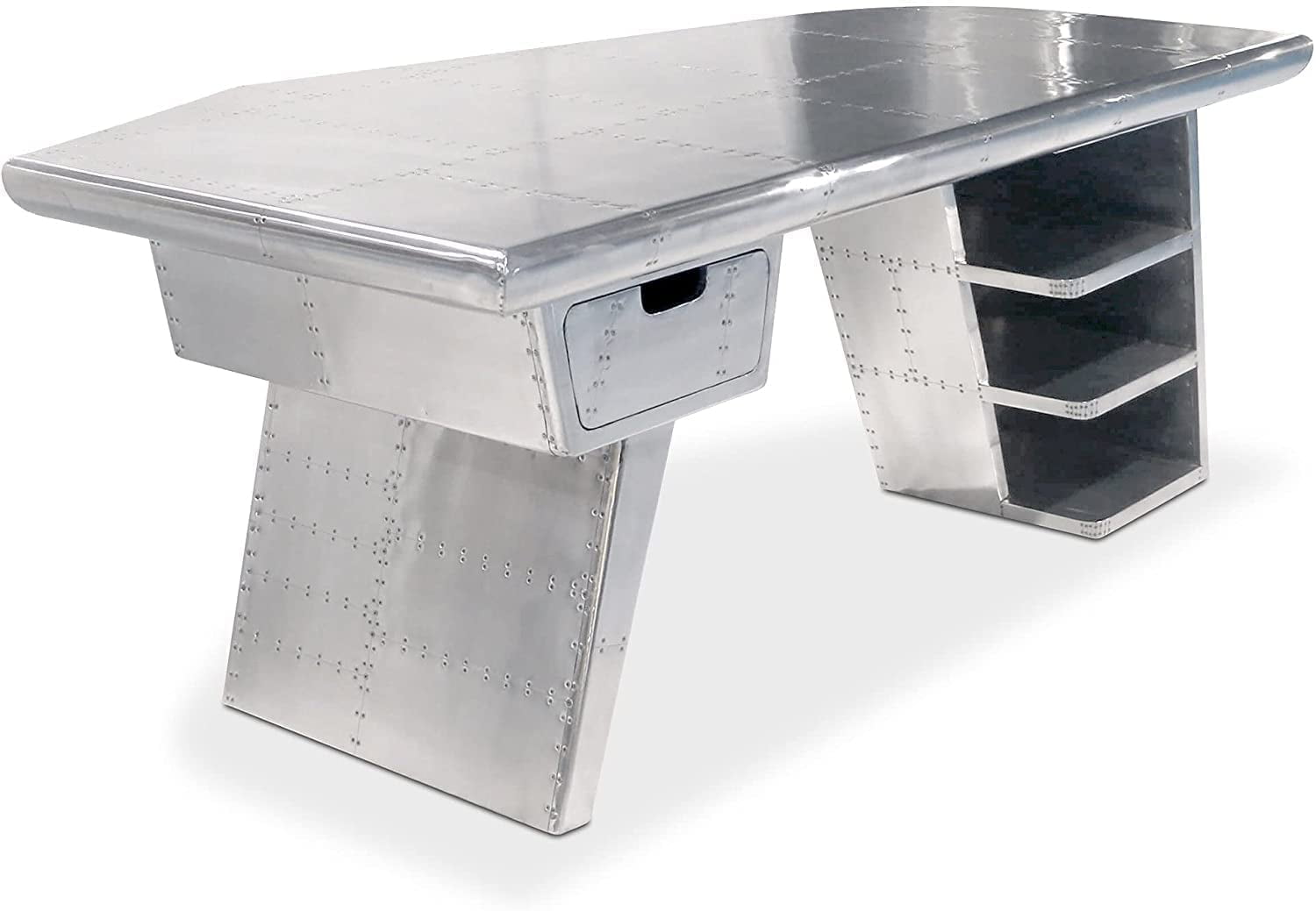 Large Aviator Executive Desk - Drawer Shelving - Aircraft Wing (78 ...