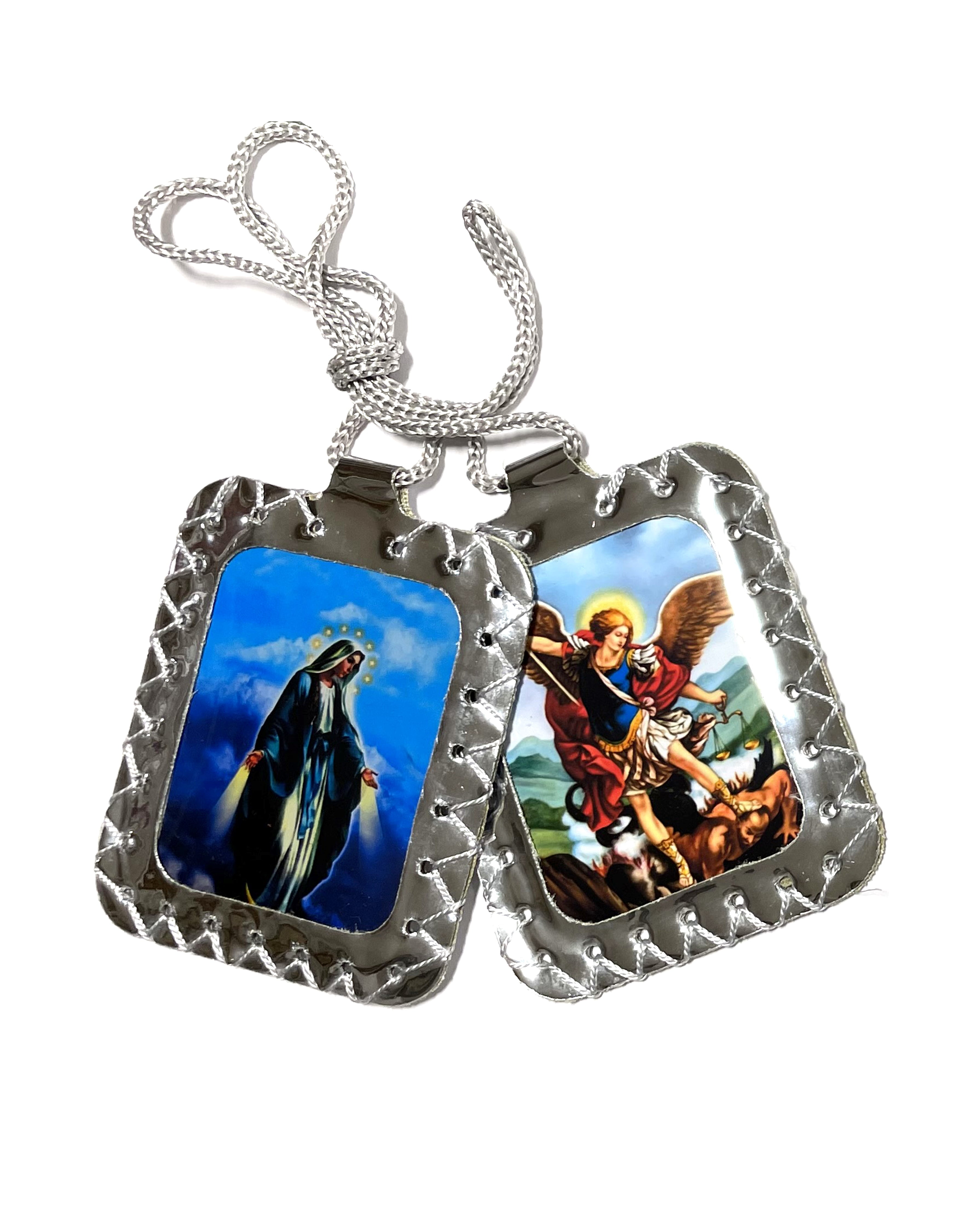 Extra large leather silvering scapular, Escapulario extra grande de ...